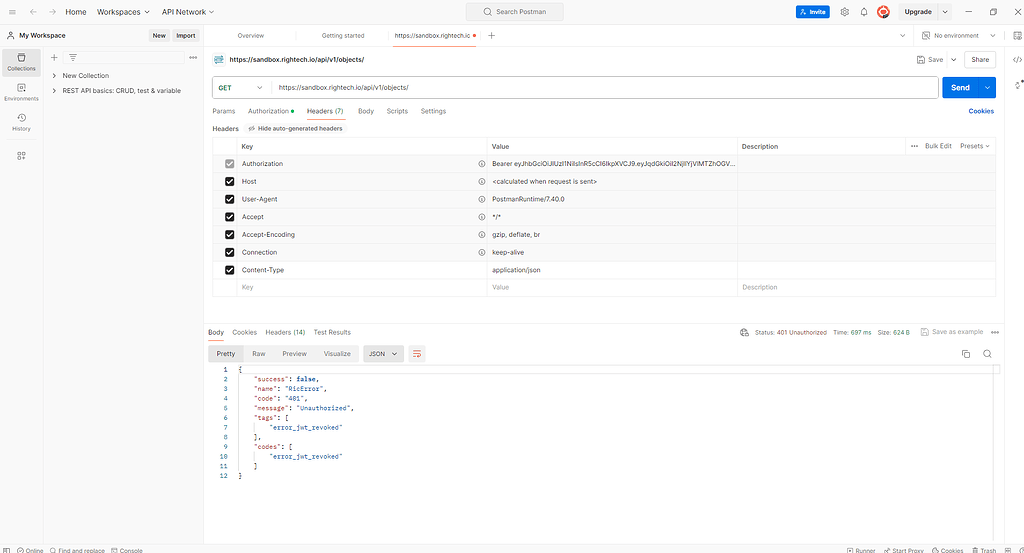 Доступ к данным при помощи RestApi. Ошибка 401 - Вопросы по платформе RIC - Rightech IoT Cloud ...
